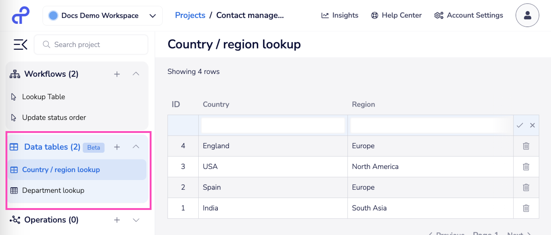 Data tables - Tray.ai Documentation